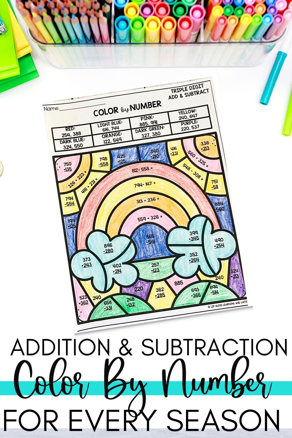 Color Addition Worksheets Physics Basic Facts Color By Number Bundle