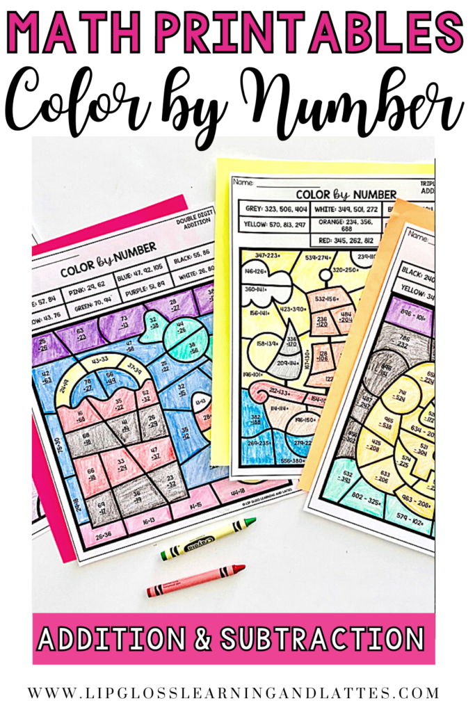 5 Reasons to Use Color By Number Math Sheets - Lip Gloss Learning and ...