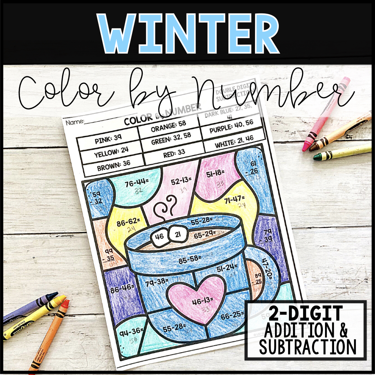 Winter Color By Number Pages - Lip Gloss Learning and Lattes