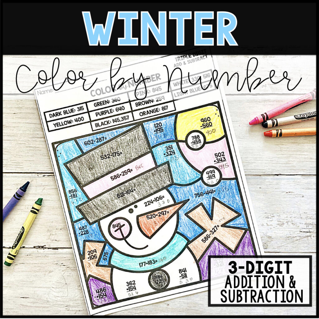 Winter Color By Number Pages - Lip Gloss Learning and Lattes