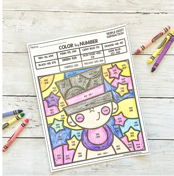 New Years 2022 Color By Number Addition and Subtraction Pages - Lip ...