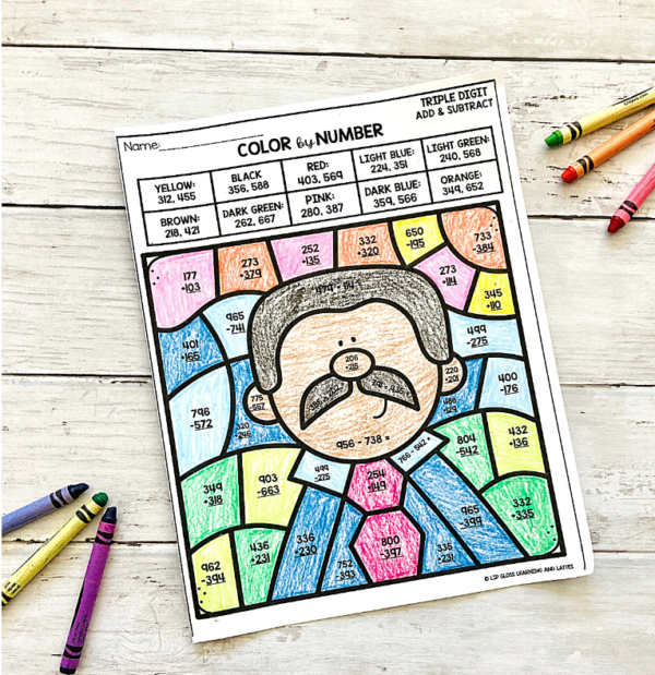 Martin Luther King Jr. Color by Number Addition and Subtraction Pages ...