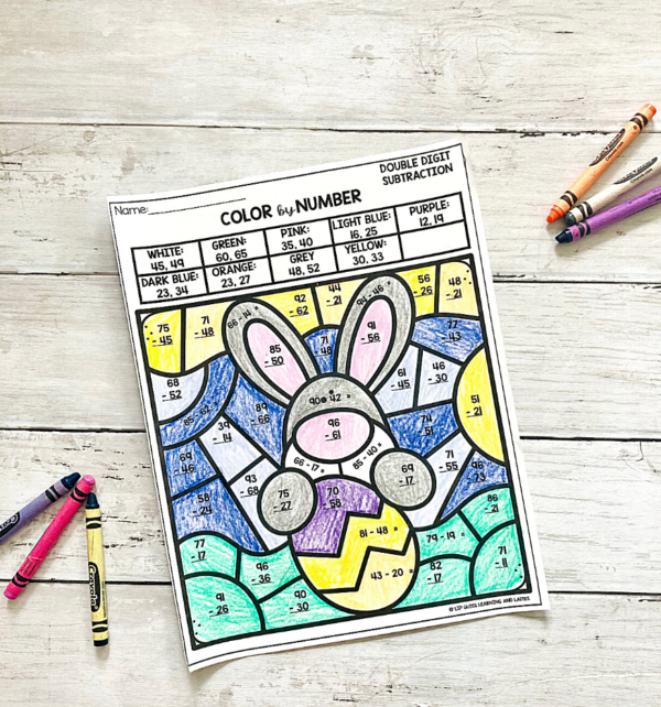 Easter Color By Numbers Worksheets - Lip Gloss Learning and Lattes