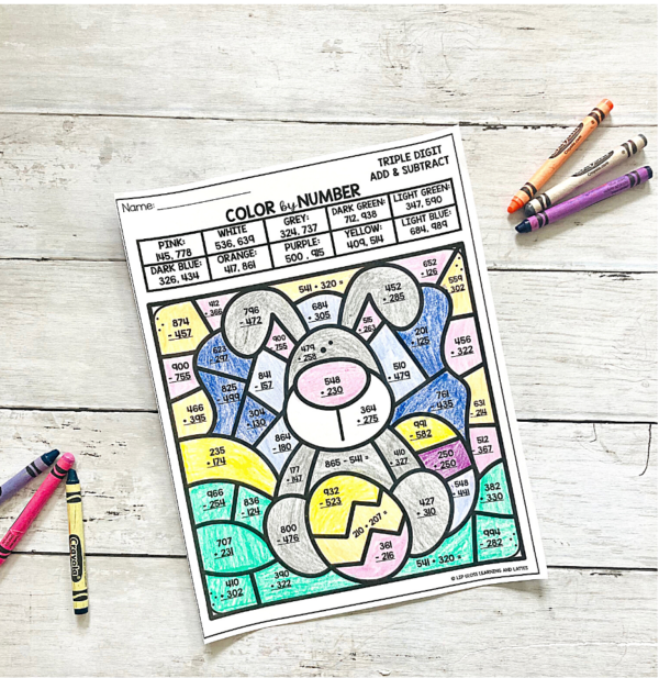 Easter Color By Numbers Worksheets - Lip Gloss Learning and Lattes