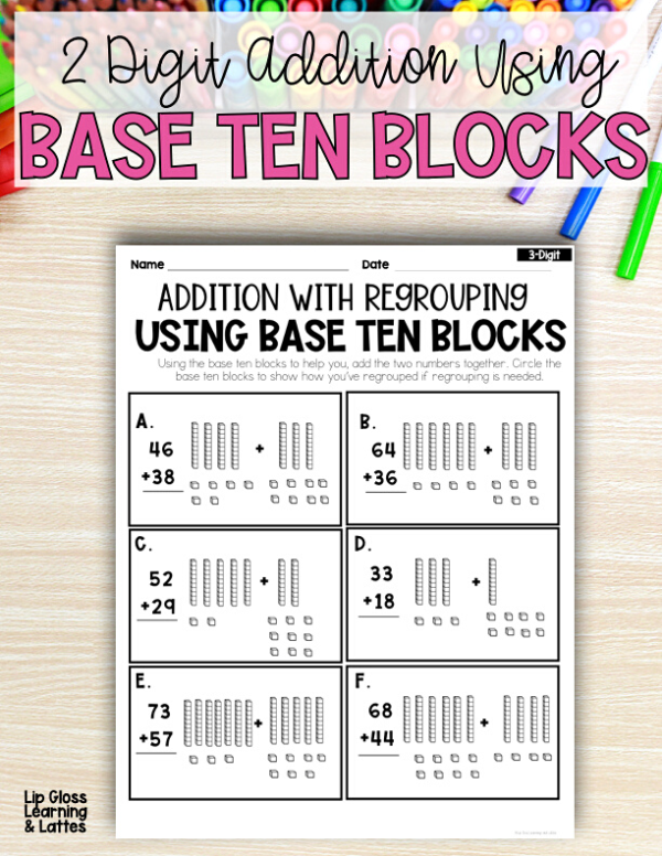Double Digit Addition With Regrouping - Lip Gloss Learning and Lattes