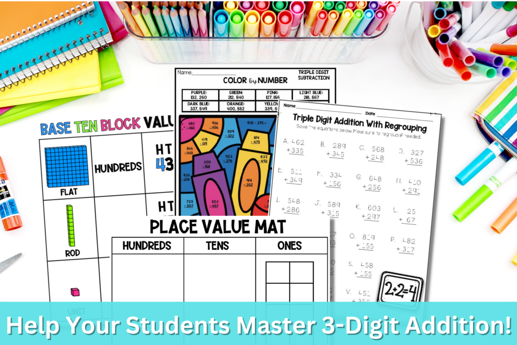 Teach 3 Digit Addition With Regrouping - Lip Gloss Learning and Lattes