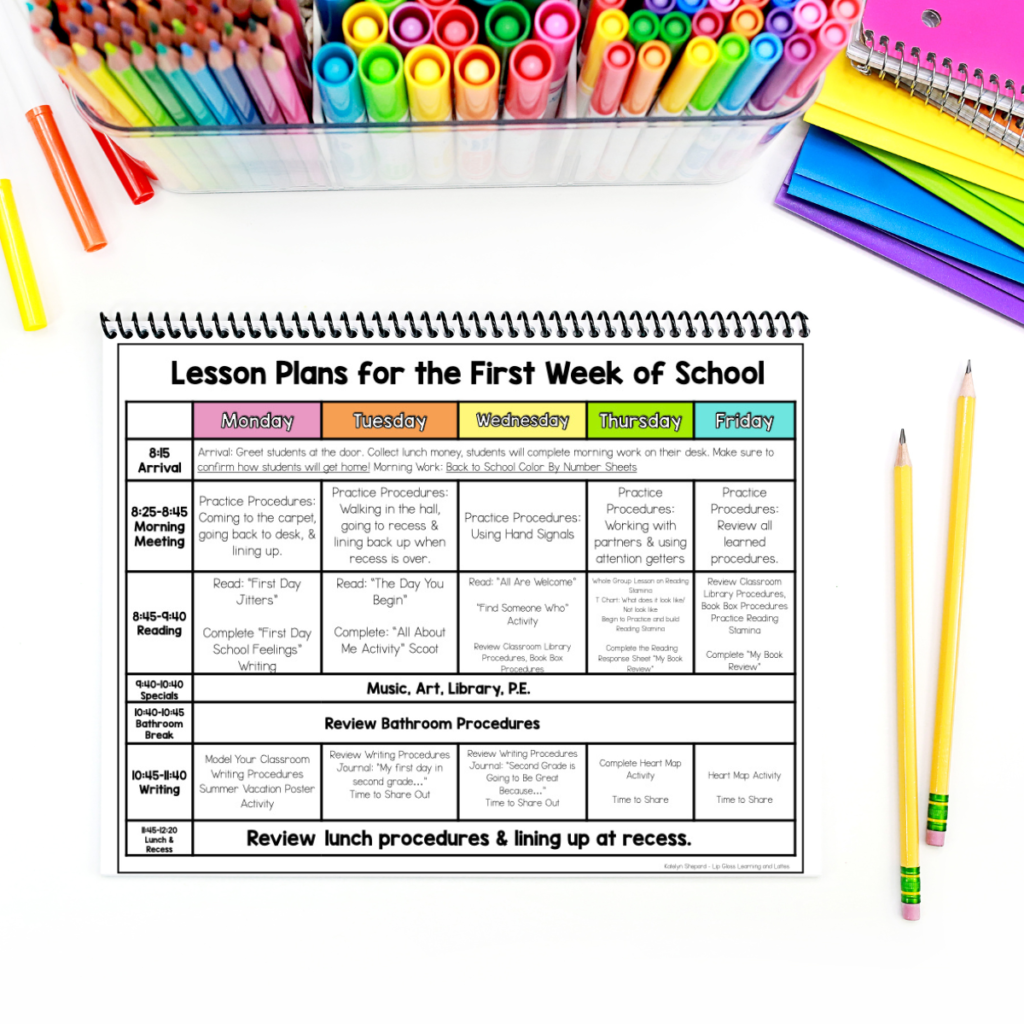 First Week of School Lesson Plans - Lip Gloss Learning and Lattes