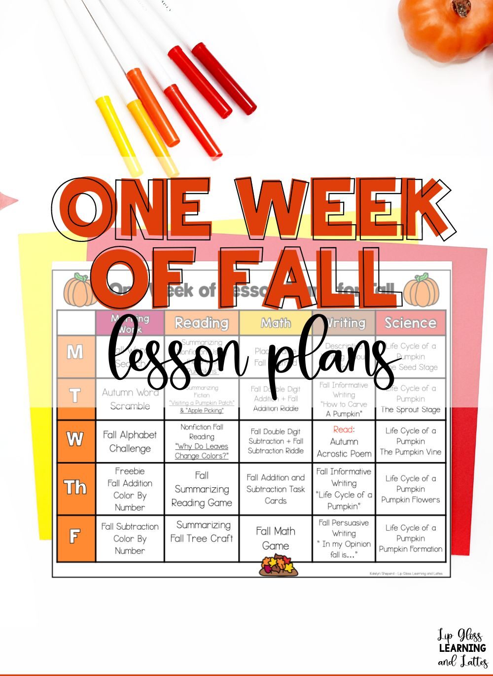 Fall Lesson Plans - Lip Gloss Learning and Lattes