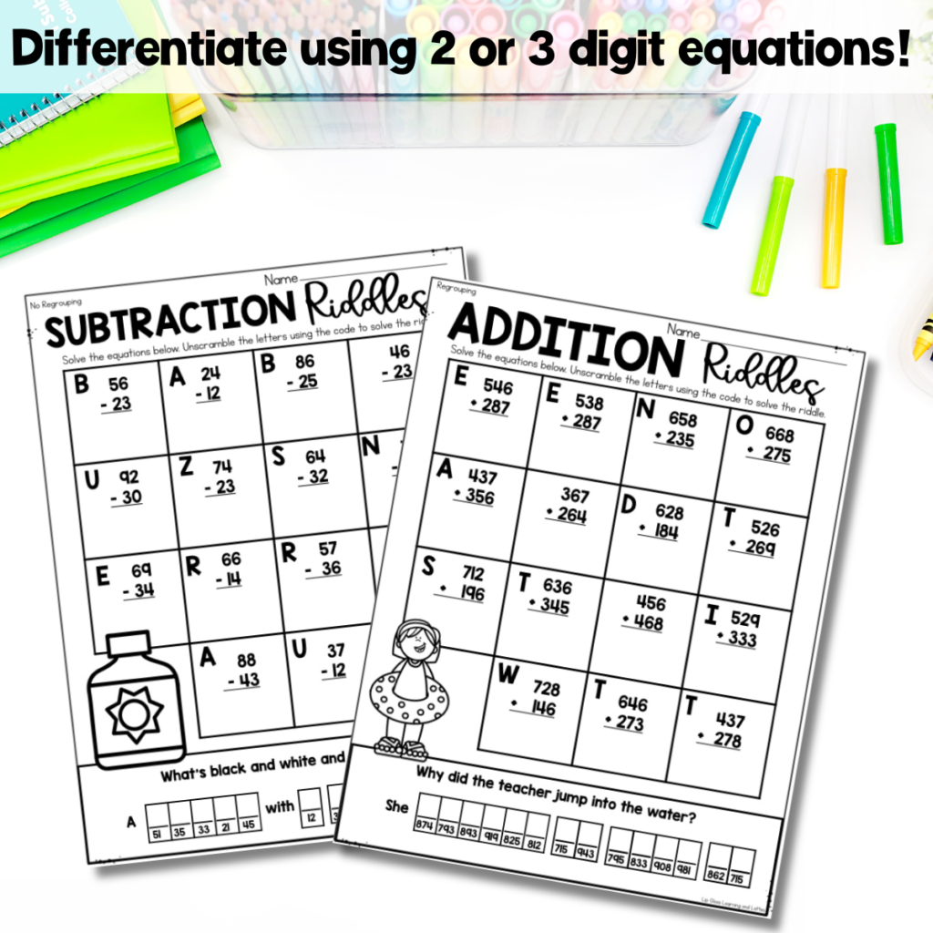 Make Math Fun With Addition and Subtraction Math Riddle Worksheets ...