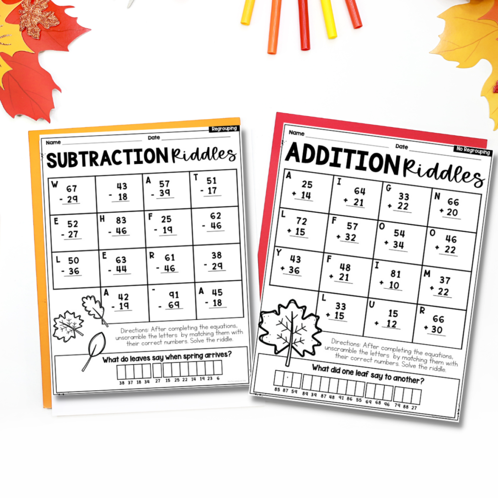 Make Math Fun With Addition and Subtraction Math Riddle Worksheets ...